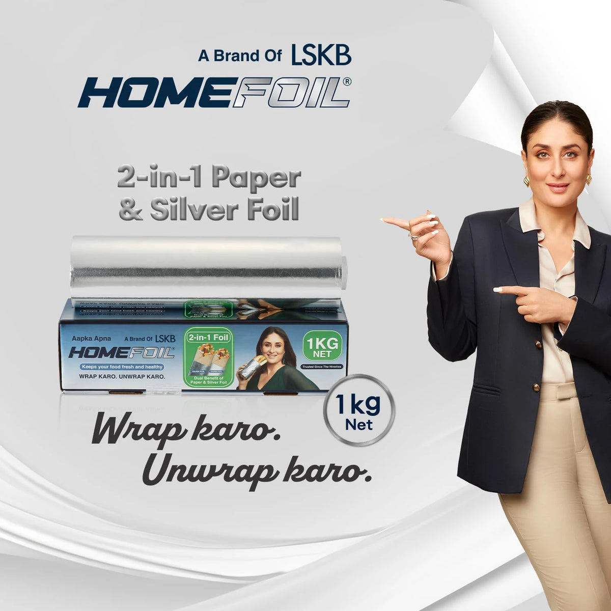 HOMEFOIL 2-in-1 Paper & Silver Foil (1 KG Net)