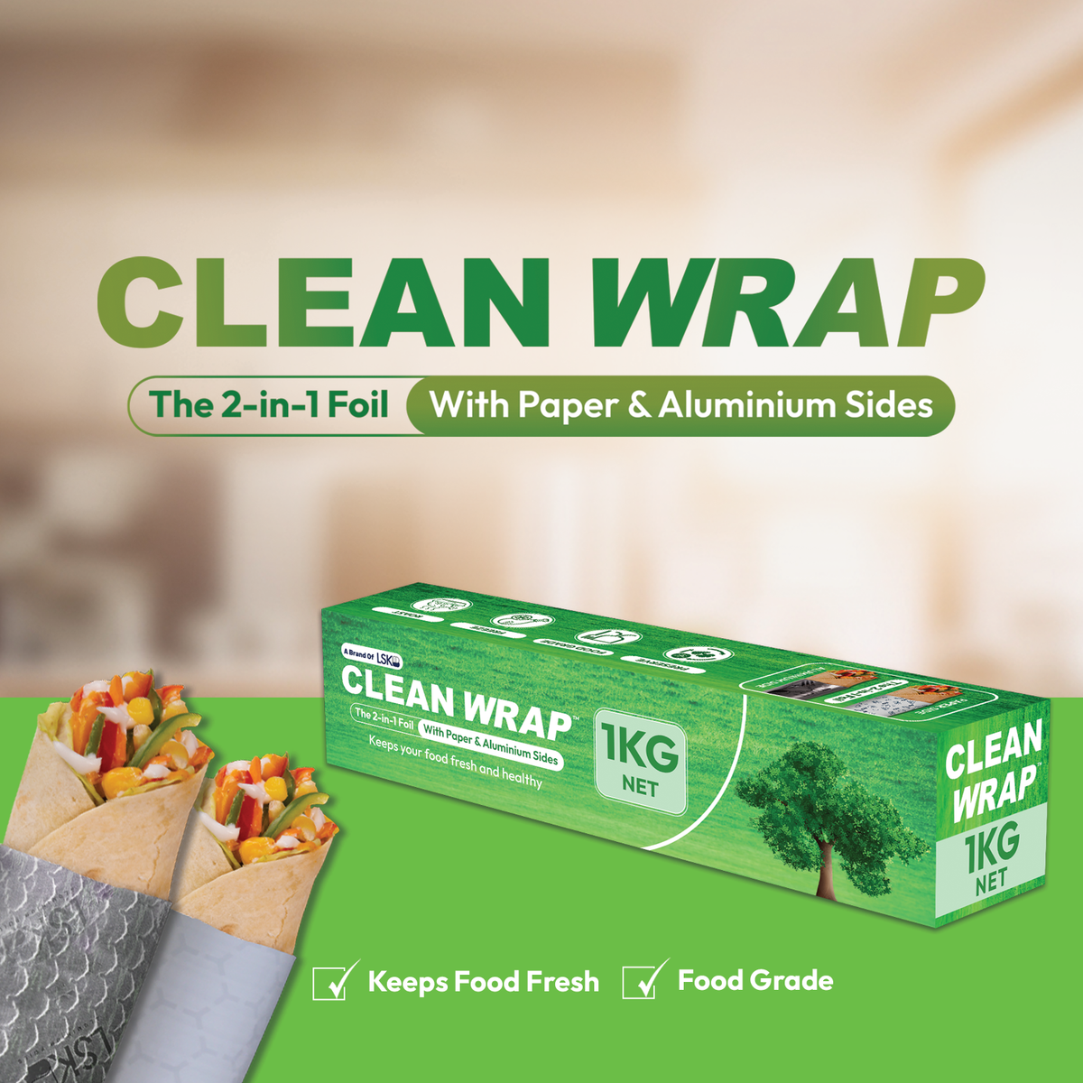 CLEAN WRAP 2-in-1 Aluminium & Paper Foil (1 KG Net) – HOMEFOIL