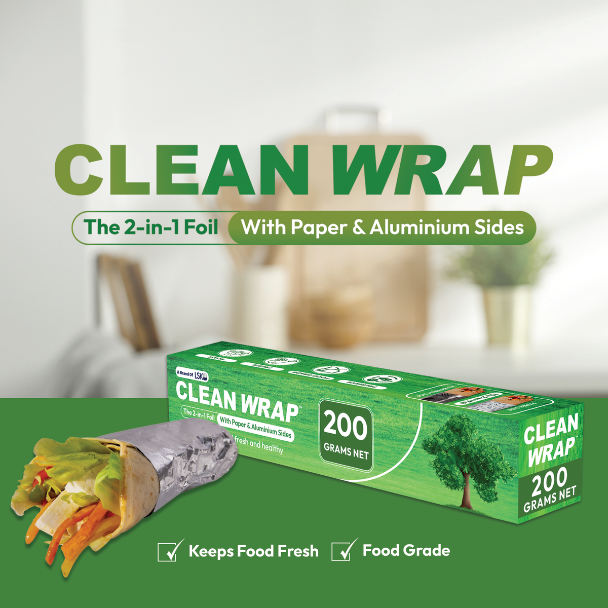 CLEAN WRAP 2-in-1 Paper & Aluminium Foil (200 Grams) – HOMEFOIL