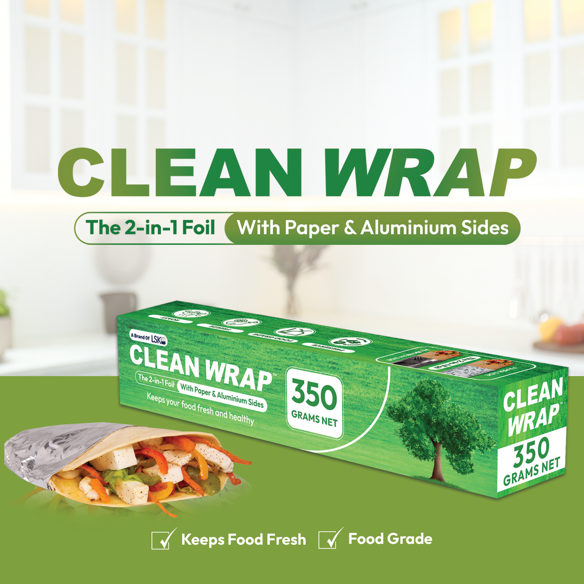 CLEAN WRAP 2-in-1 Paper & Aluminium Foil (350 Grams) – HOMEFOIL